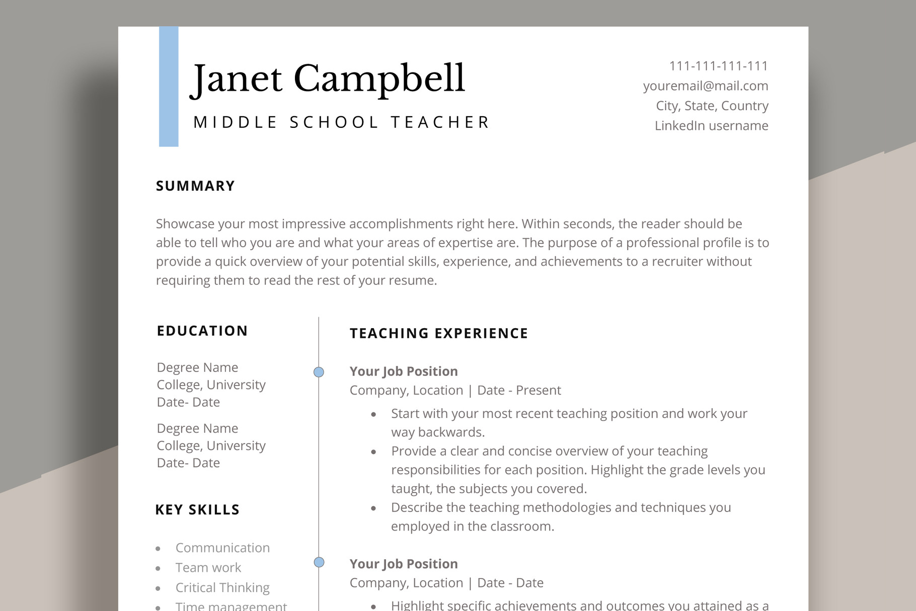 Resume Template word | Educator CV, a Resume Template by aivos