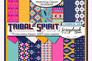 TRIBAL DIGITAL PAPERS, Set 1, a Pattern Graphic by Scrapbook Gems