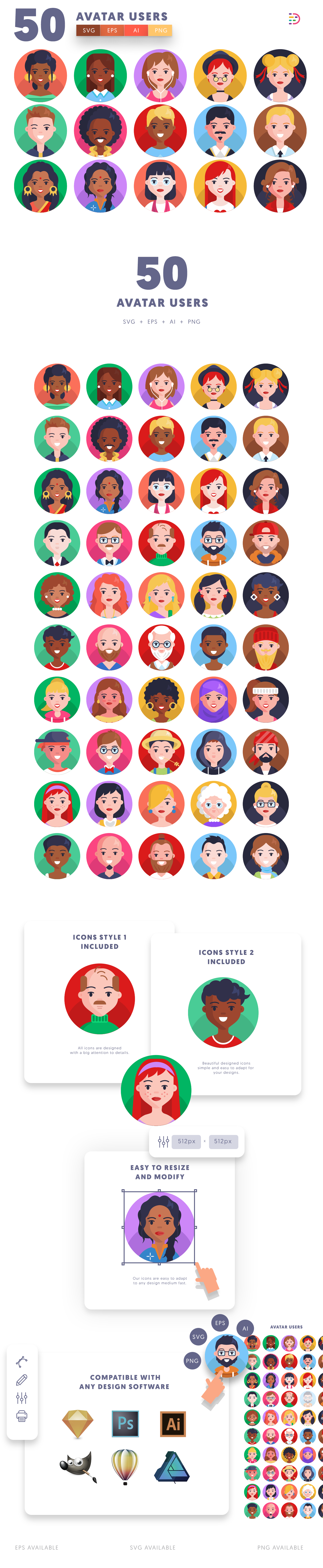 Avatar Users Icons | Download SVG, PNG, EPS Icons