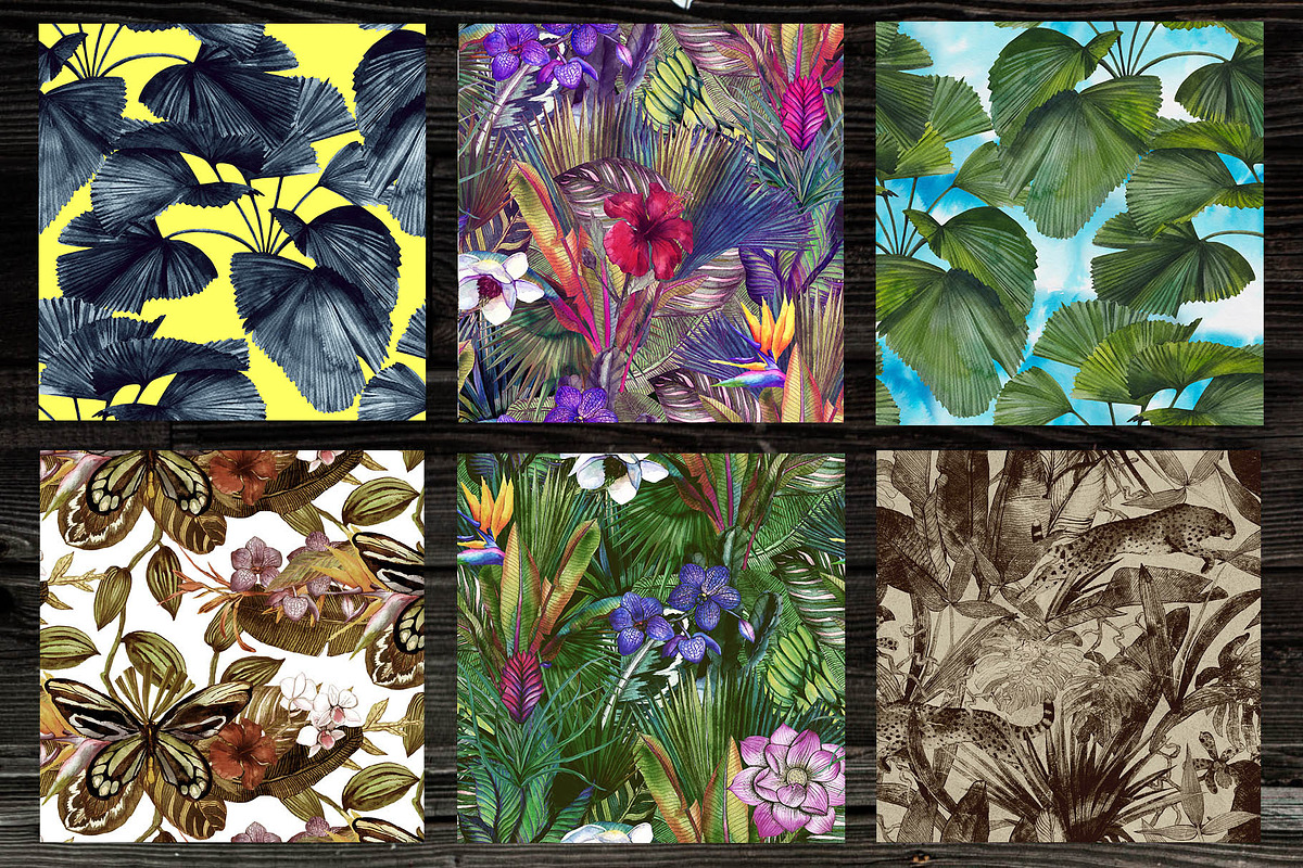 Vintage tropics. Patterns part 2, a Pattern Graphic by emeraldthue