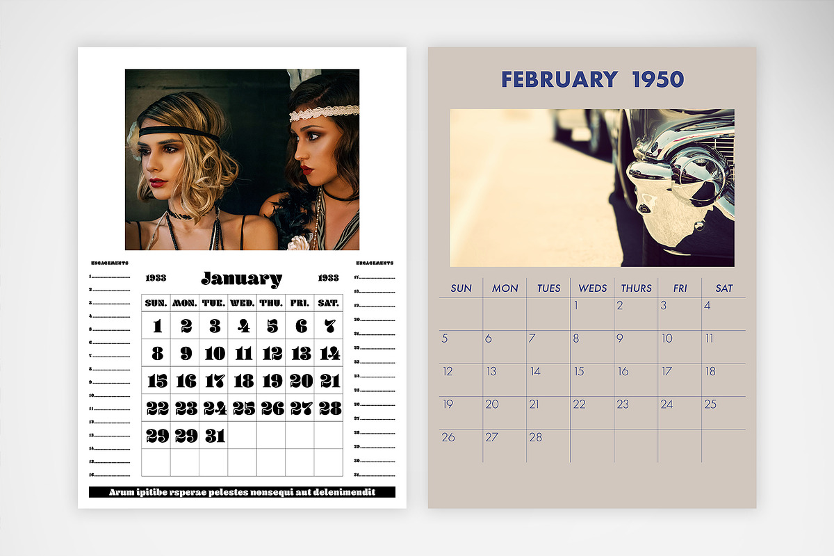 2023 Retro Reusable Calendars Layout, a Stationery Template by McLittle ...