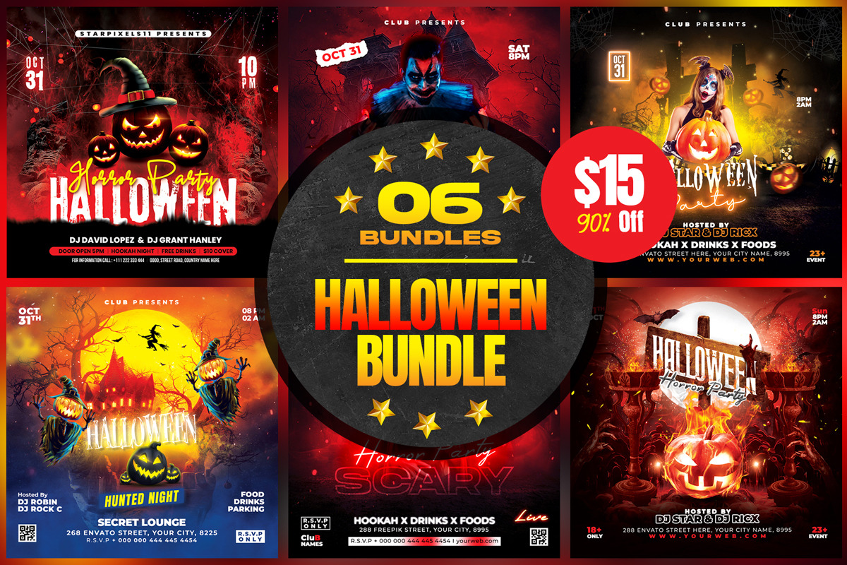 06 Halloween Party Flyer Bundle, a Flyer Template by StarPixles11