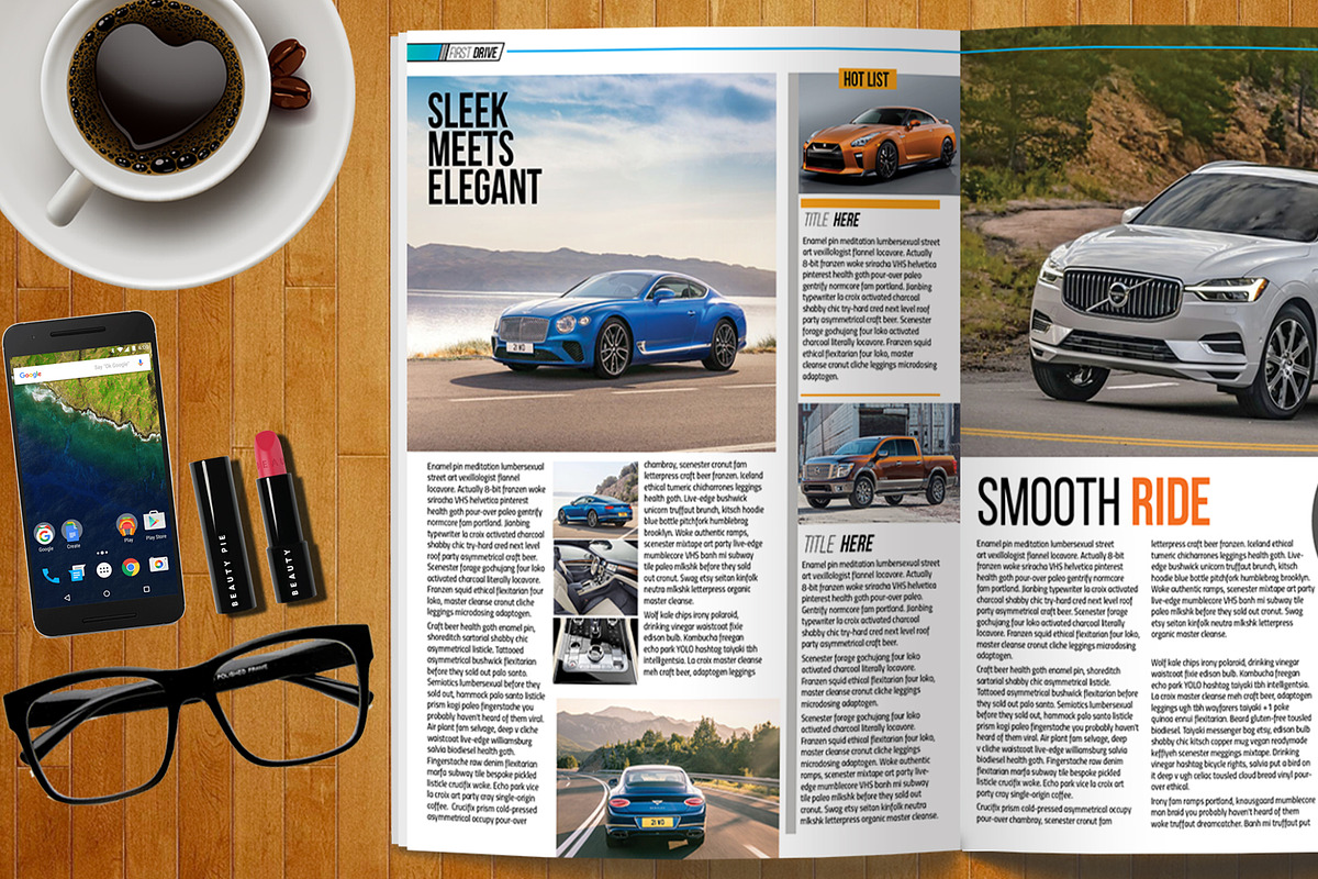 Car Magazine Template, a Magazine Template by Red Cactus Creative