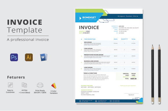 Invoice, a Stationery Template by Pxl_graphic