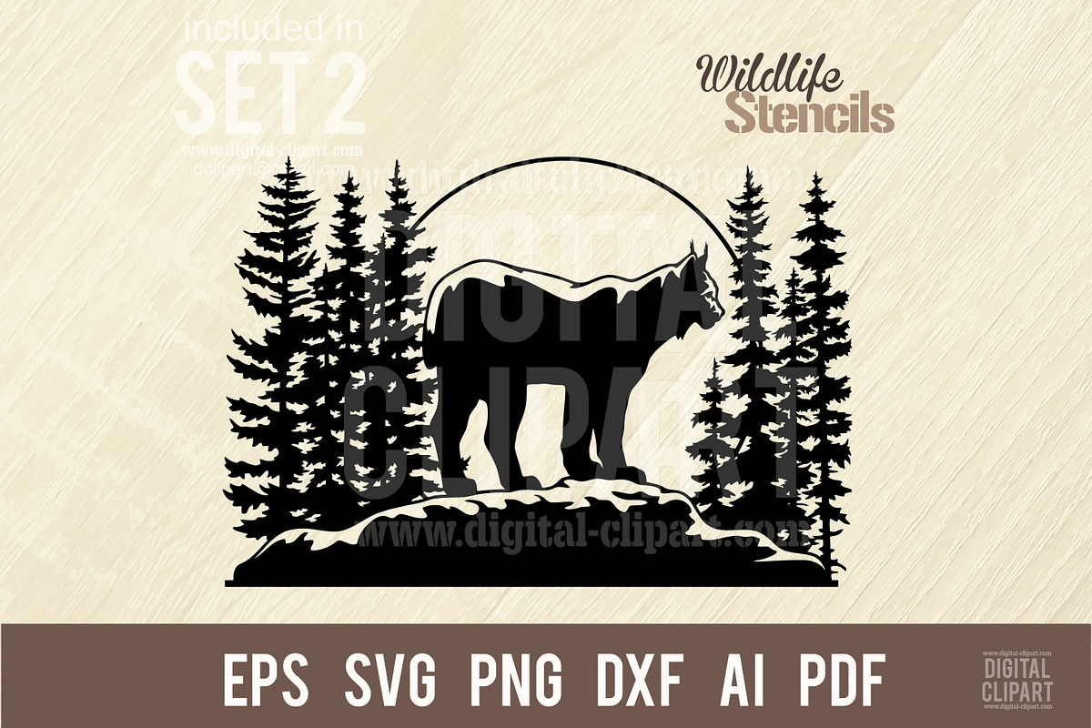 Lynx - Wildlife Stencil Cut SVG, an Illustration by Digital-Clipart ...