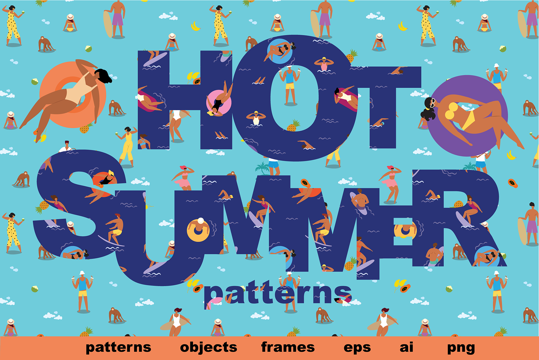 Hot Summer patterns, a Pattern Graphic by Tookkee