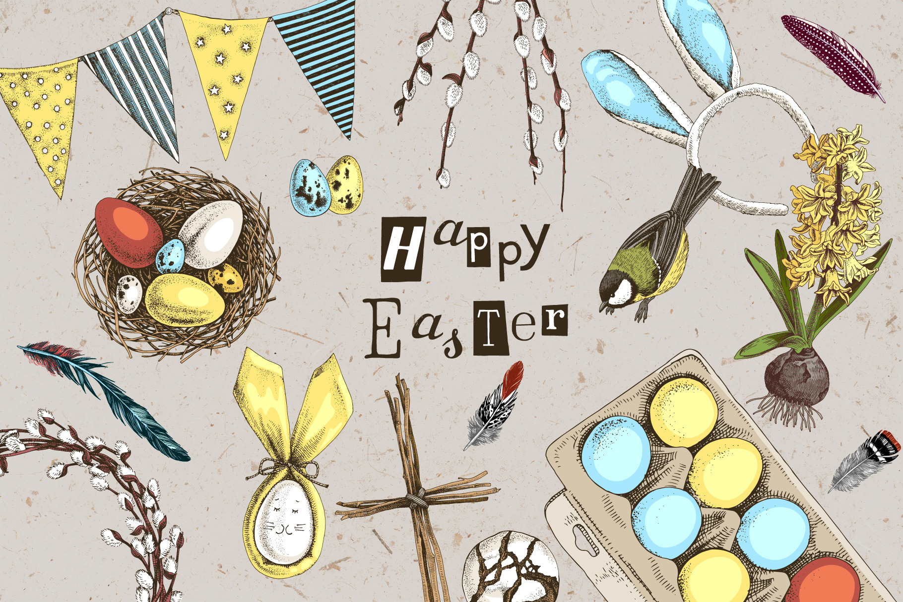 Happy Easter graphic set, a Decorative Illustration by handsketched ...