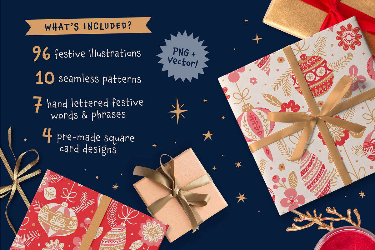Festive Folk Graphic Collection, a Seasonal Illustration by rouxsupplyco