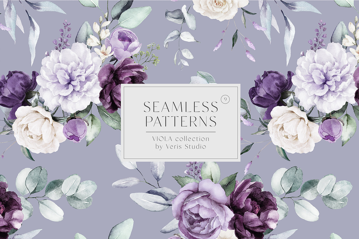 Violet Watercolor Floral Alphabet, a Decorative Illustration by Veris ...