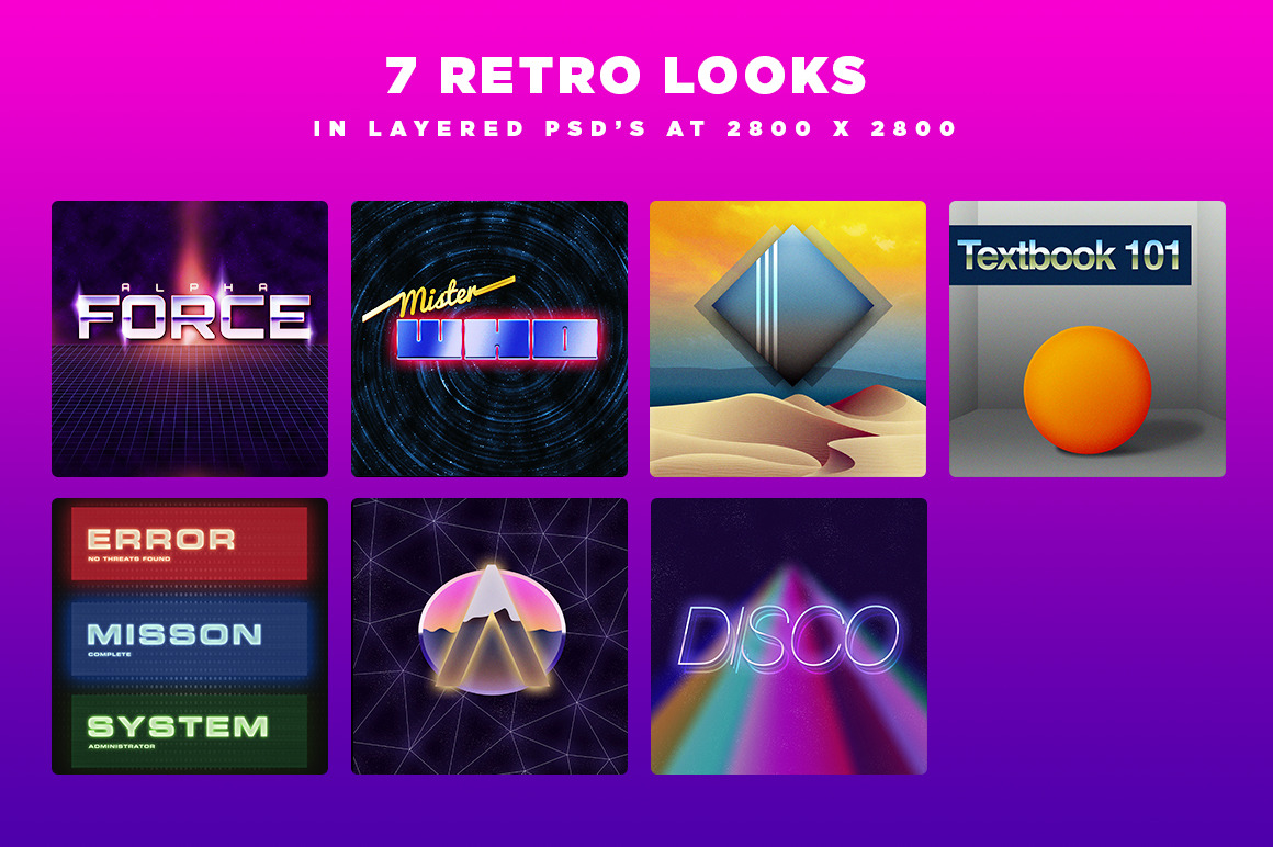 80's Retro Design Pack PSD, a Graphic by Ryan Quintal | Creative Market