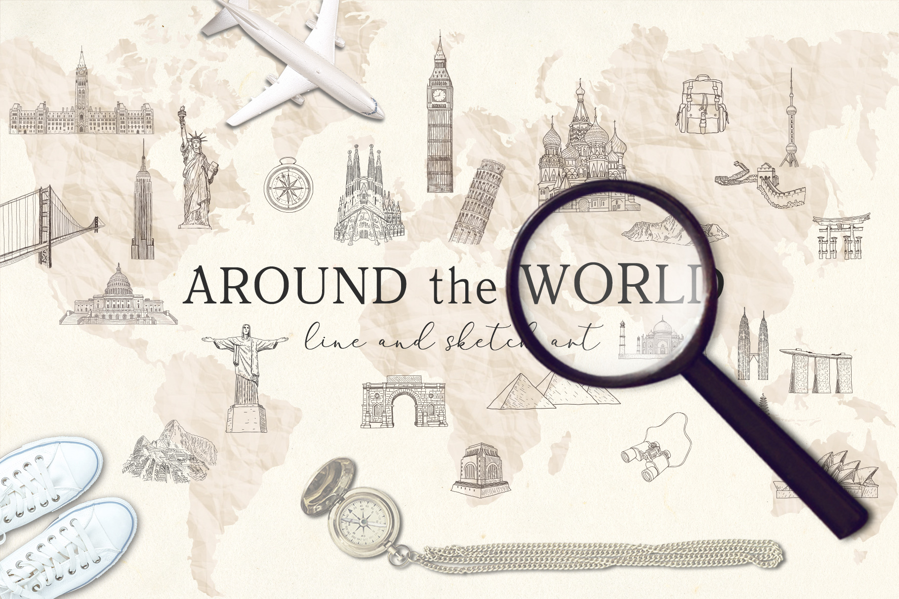 Around the World. Travel Bundle., an Object Illustration by Designwork