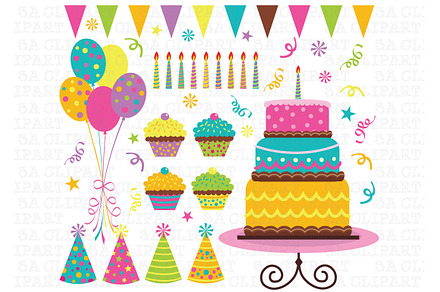 Birthday Party Clip Art, an Illustration by SA ClipArt