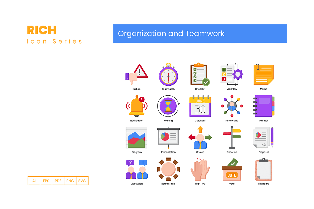 80 Organization and Teamwork Icons, an Icon by Flat Icons