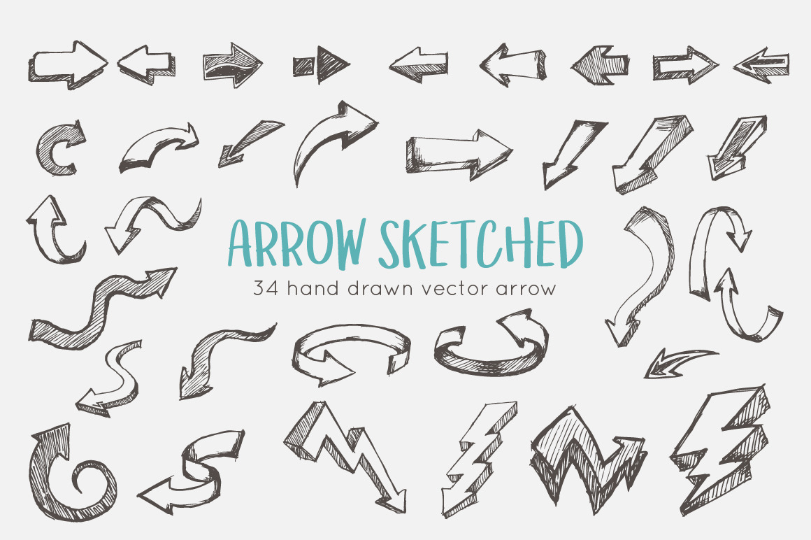 Hand Sketched Arrows Set, an Object Graphic by kuzzie