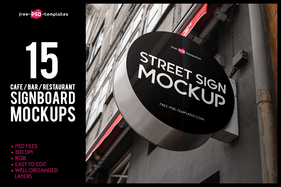 Cafe/Bar/Restaurant Signboard MockUp, an Advertising Mockup by Free-PSD ...
