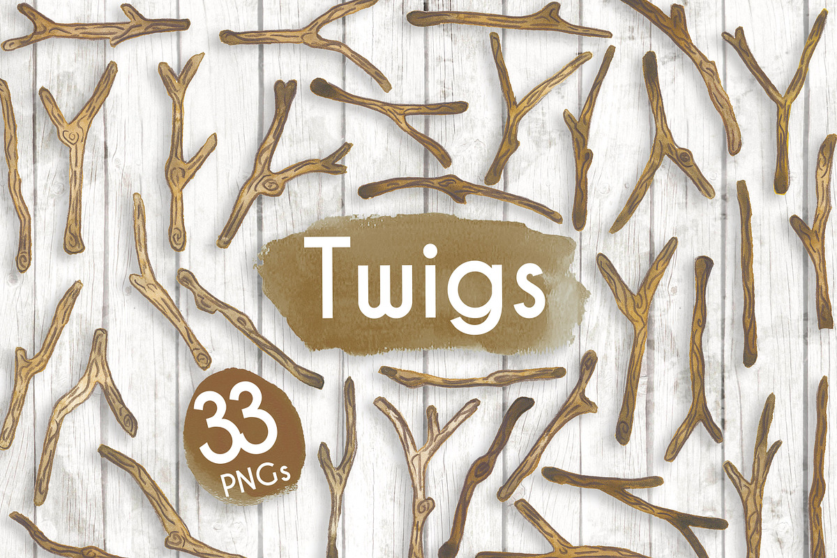 Watercolour Wooden Twigs, a Texture Illustration by alexia.Claire