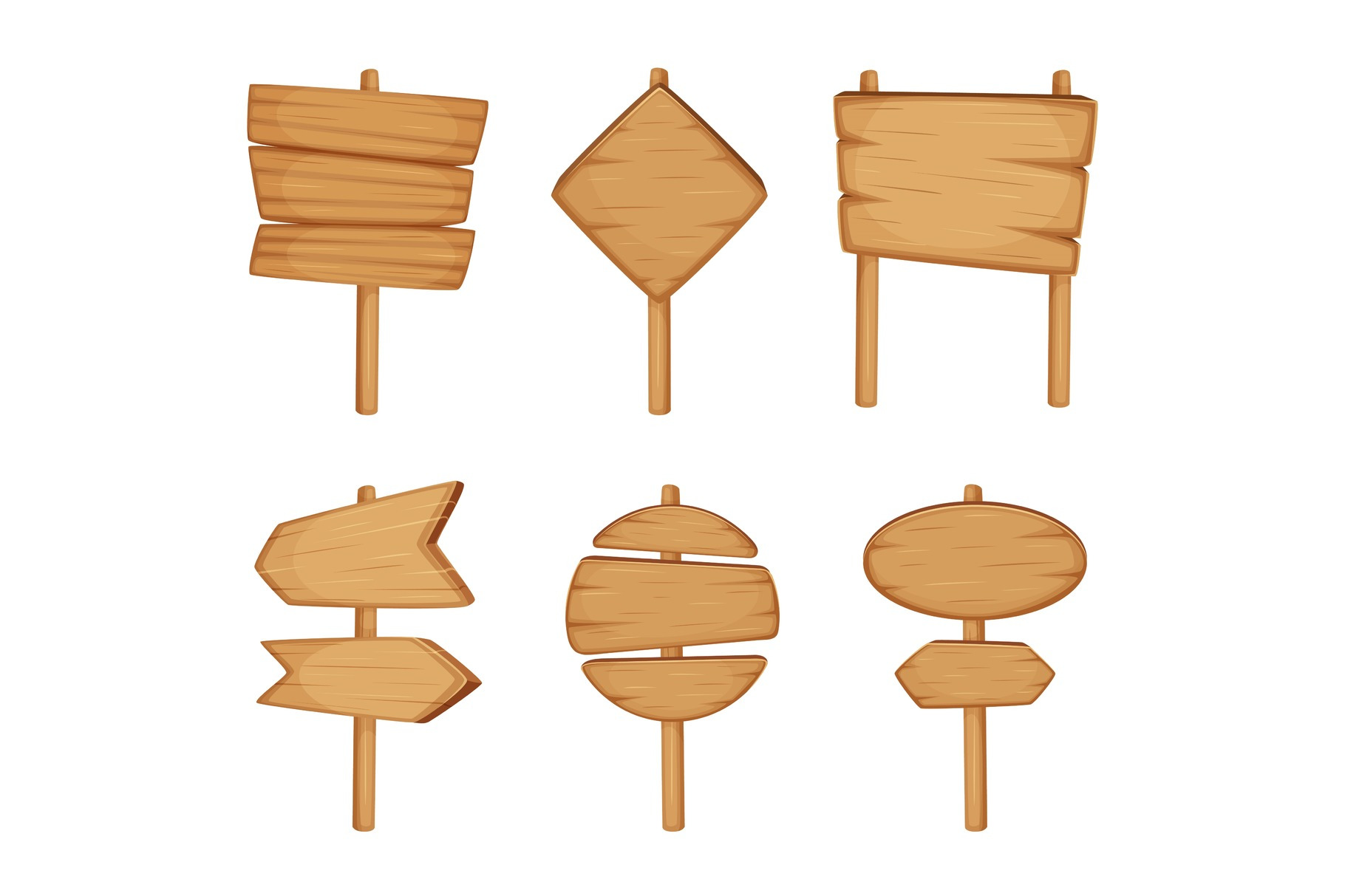 Wooden direction sign isolated on white background. Cartoon vector ...