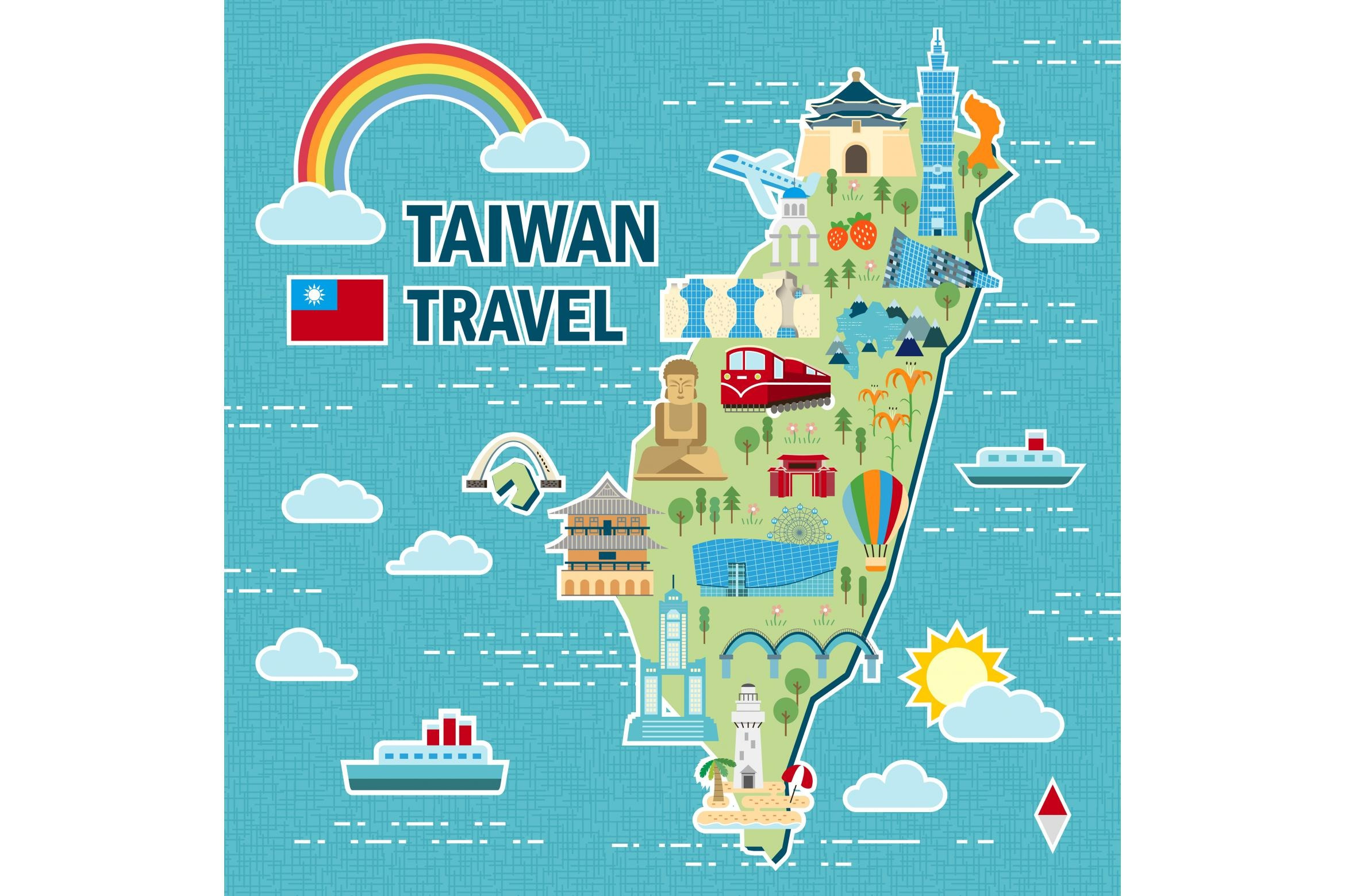 lovely Taiwan travel map, an Illustration by TotallypicRF