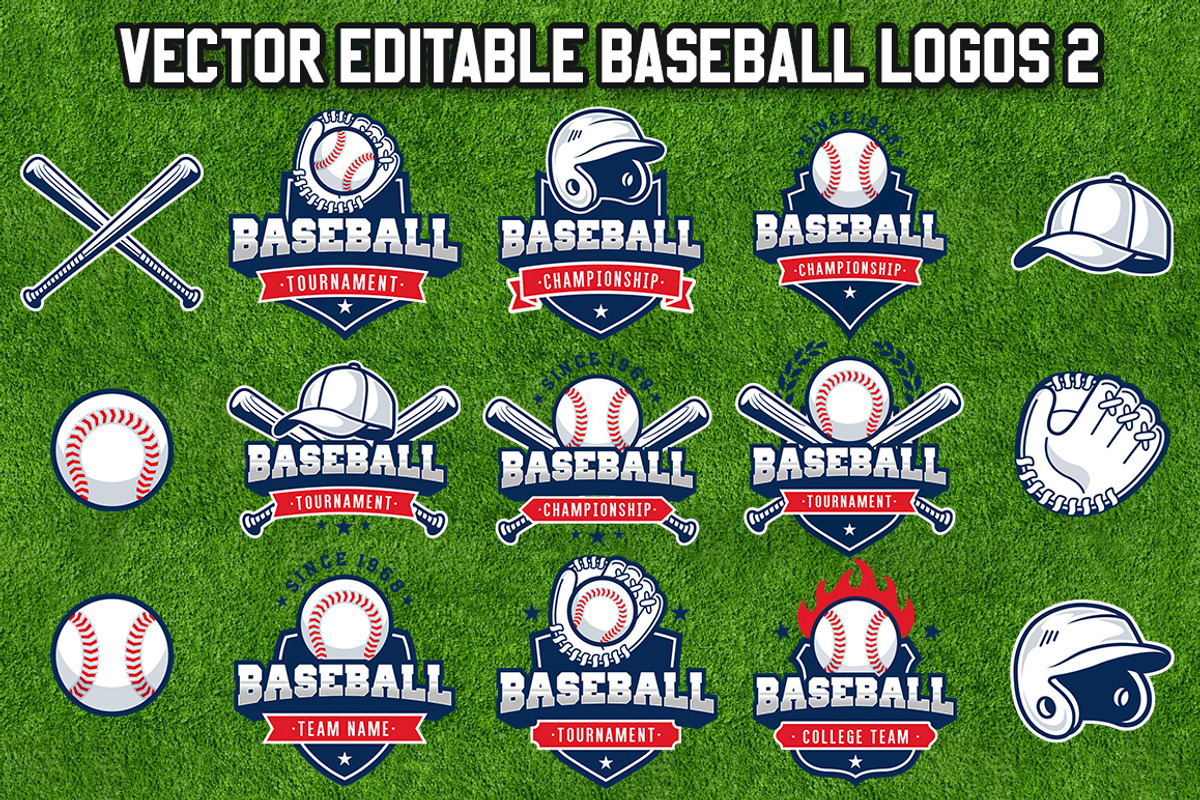 Vector Editable Baseball Logos 2, a Branding & Logo Template by Pingebat