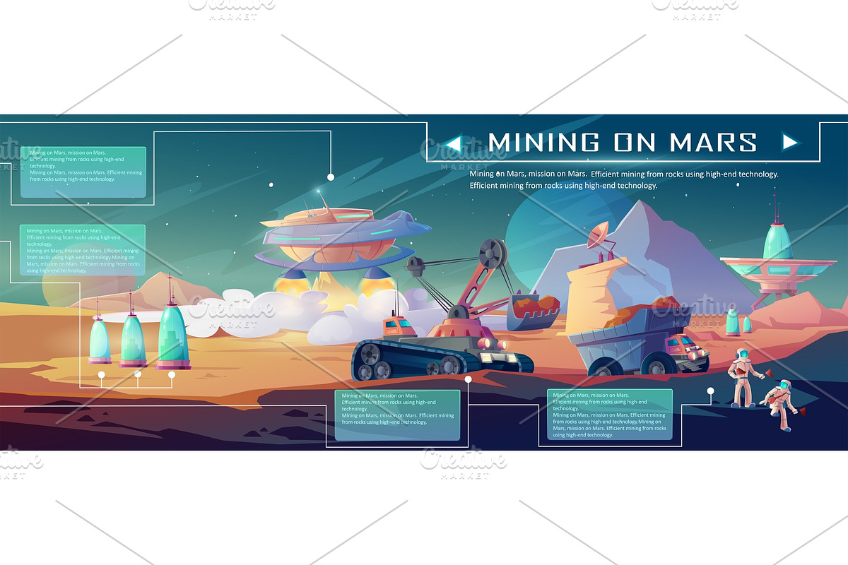 Mining on Mars infographics. Planet, a Technology Illustration by art ...