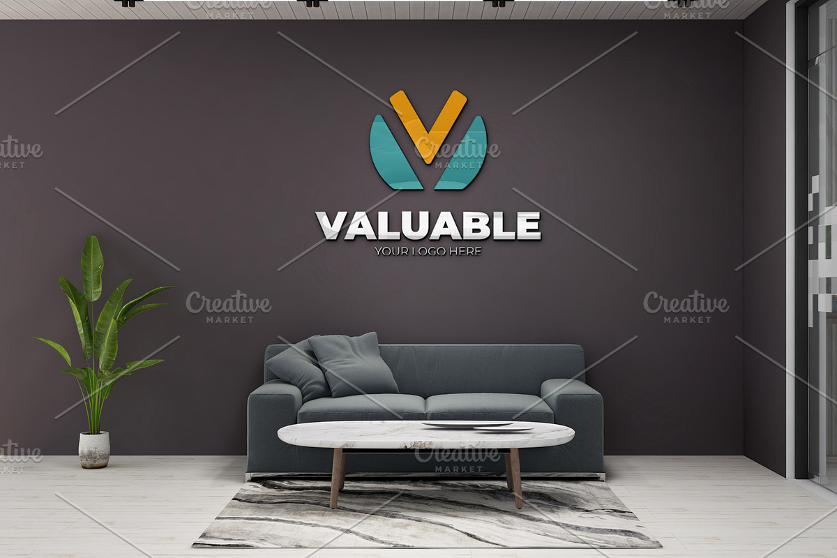 PSD Office Lounge Wall Mockup