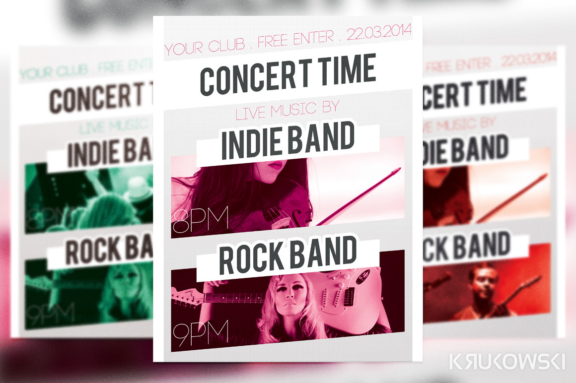 Clean Concert Time Flyer, a Flyer Template by Krukowski Graphics