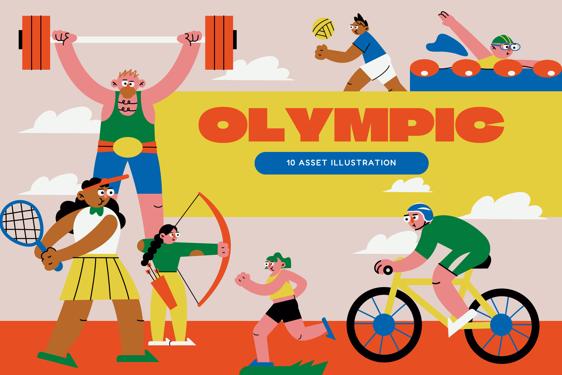 Flat Design Olympic Illustration Set, a Sport Illustration by graphicook