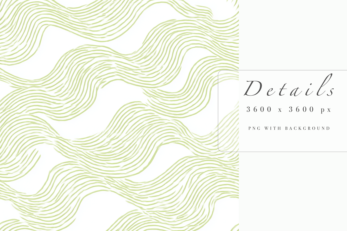 Sage Green Wavy Lines Seamless Pattern PNG