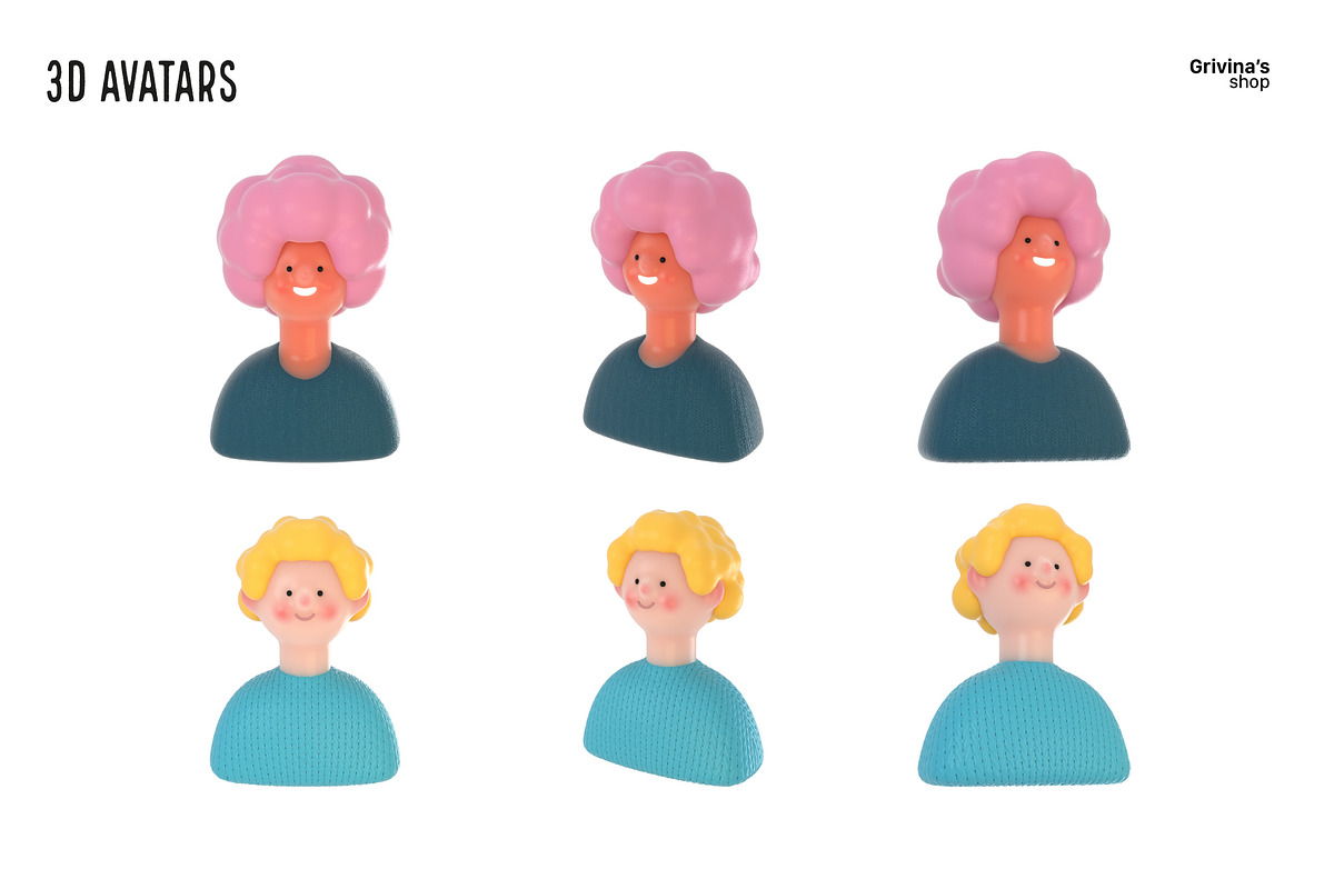 3D Avatars, a Templates & Theme by Grivina's shop | Creative Market