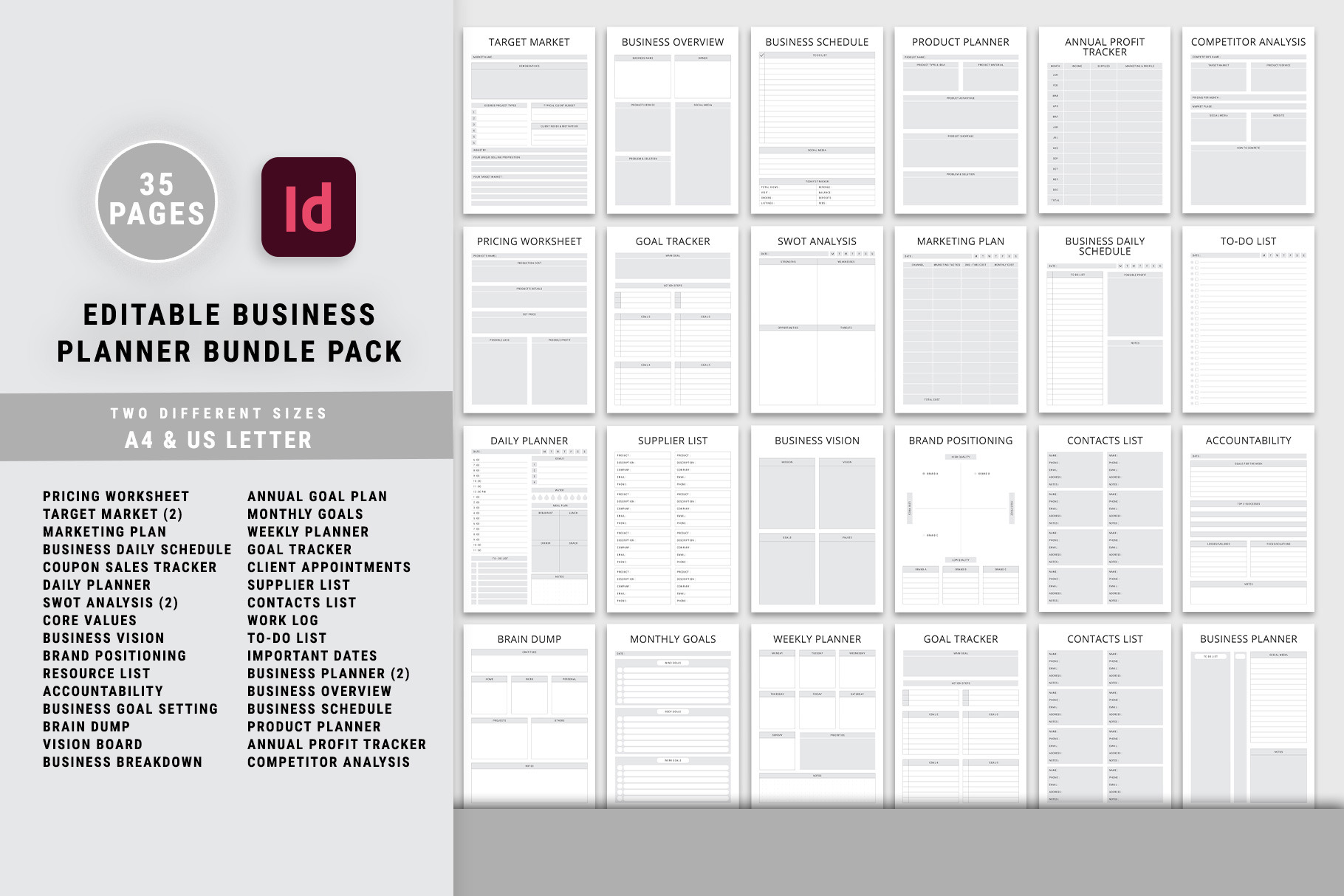 BUSINESS PLANNER BUNDLE PACK VO.04, a Stationery Template by MNT-Creator