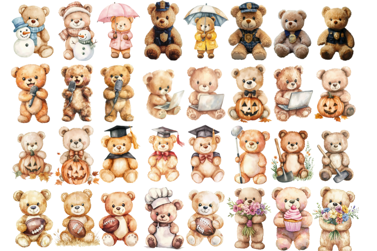 Ultimate Teddy Bear Clipart Bundle, an Object Graphic by Daffodil Dream ...