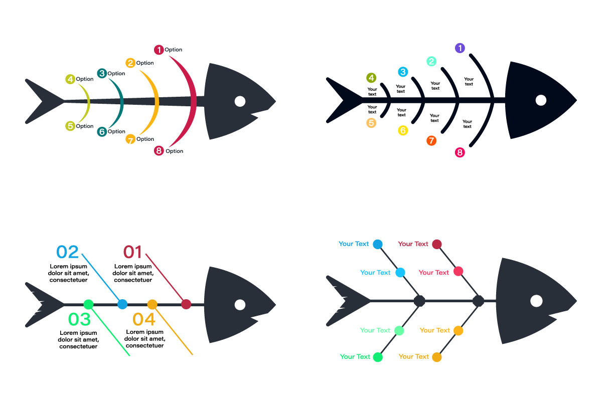 Fishbone Infographic Set Vector
