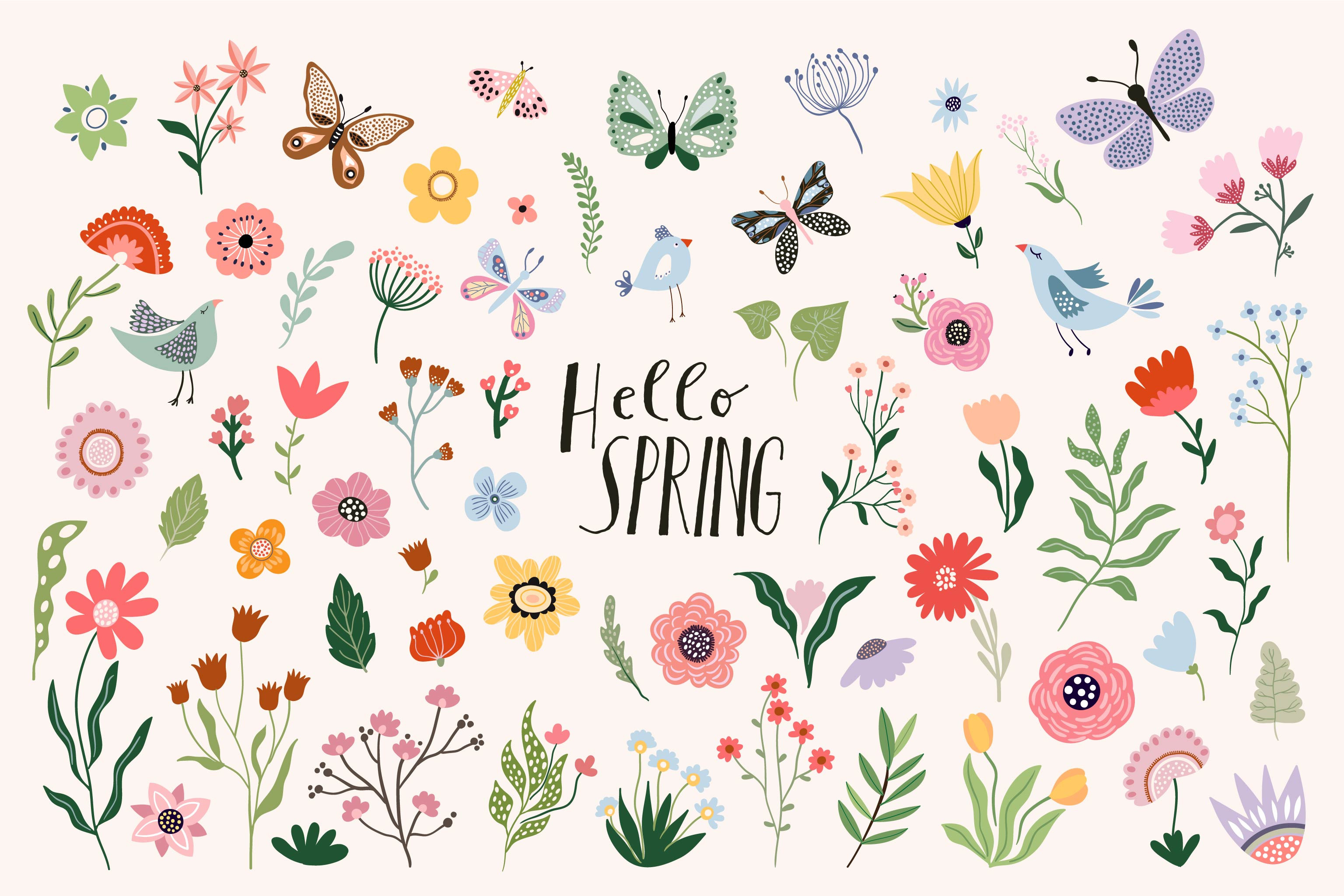 Hello Spring elements collection, a Decorative Illustration by Letto studio