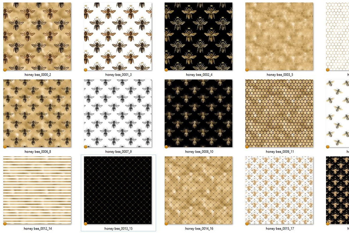 Honey Bee Digital Paper, a Pattern Graphic by Digital Curio