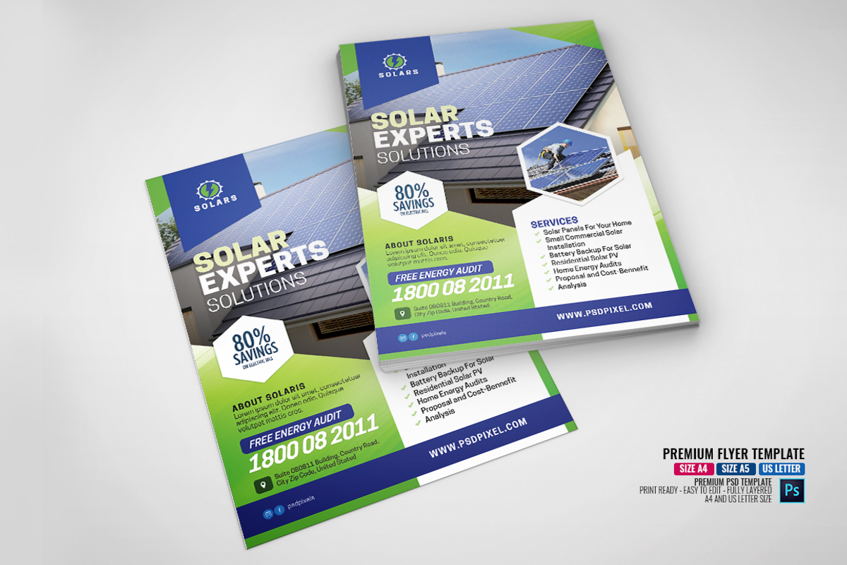 Solar Power Experts Flyer, a Flyer Template by PSDPixel