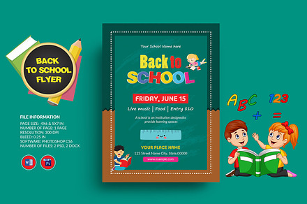 Back To School Invitation Flyer, a Flyer Template by Template Shop