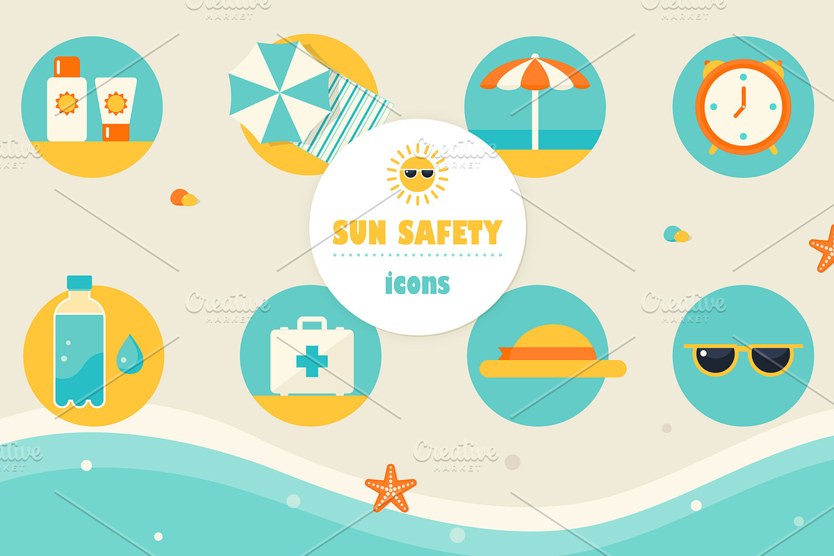 Sun Safety Infographics Elements, a Healthcare Illustration by Julia ...
