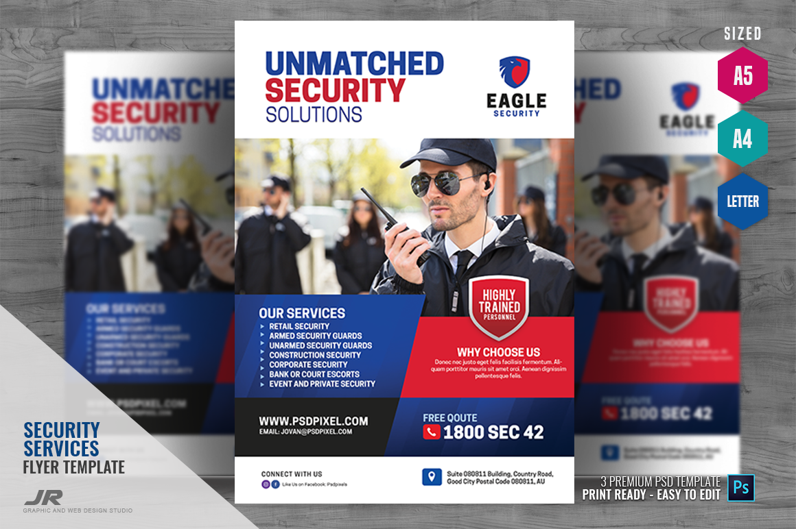 Security Company Flyer, a Flyer Template by PSDPixel