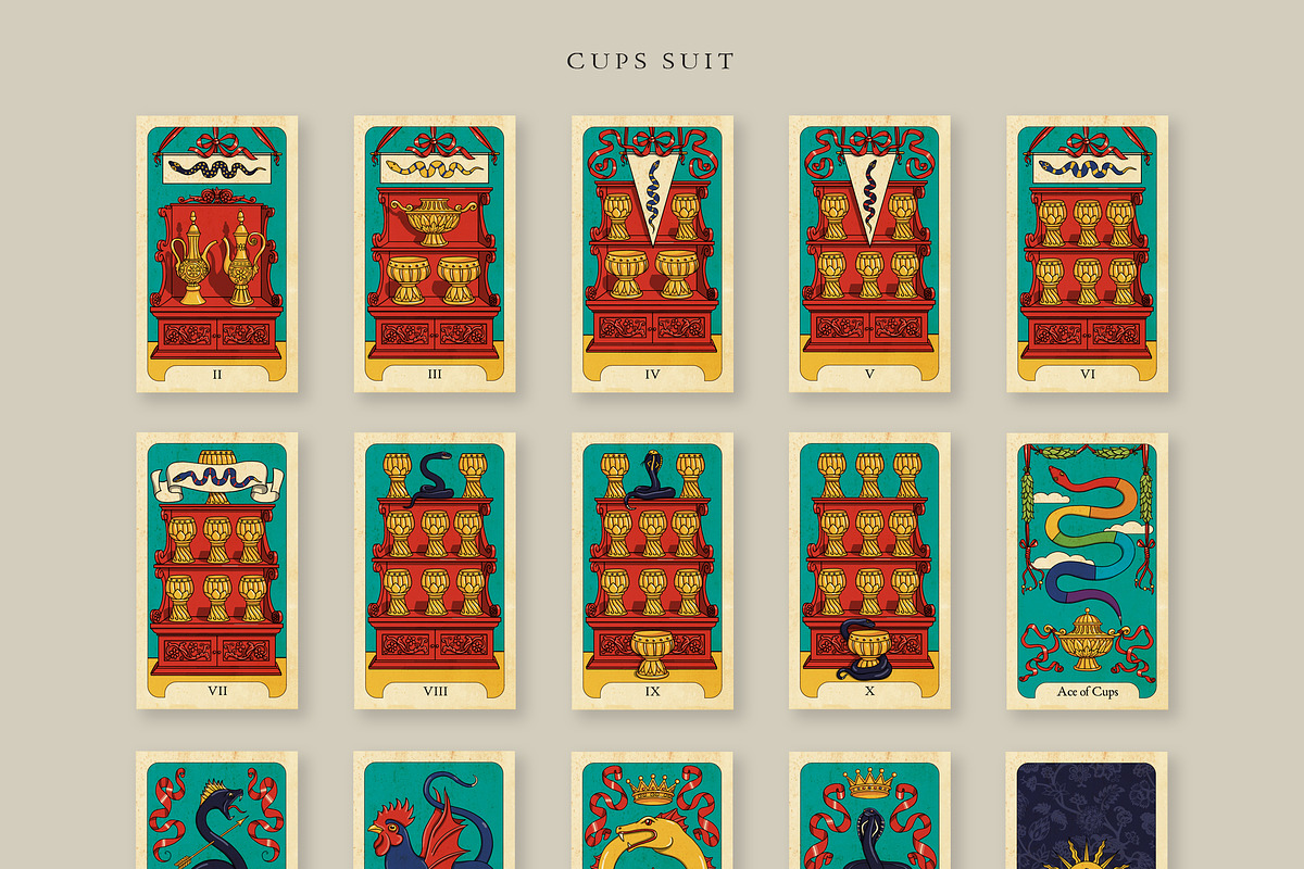 Snake Tarot Minor Arcana Deck, a Decorative Illustration by Olga Begak ...