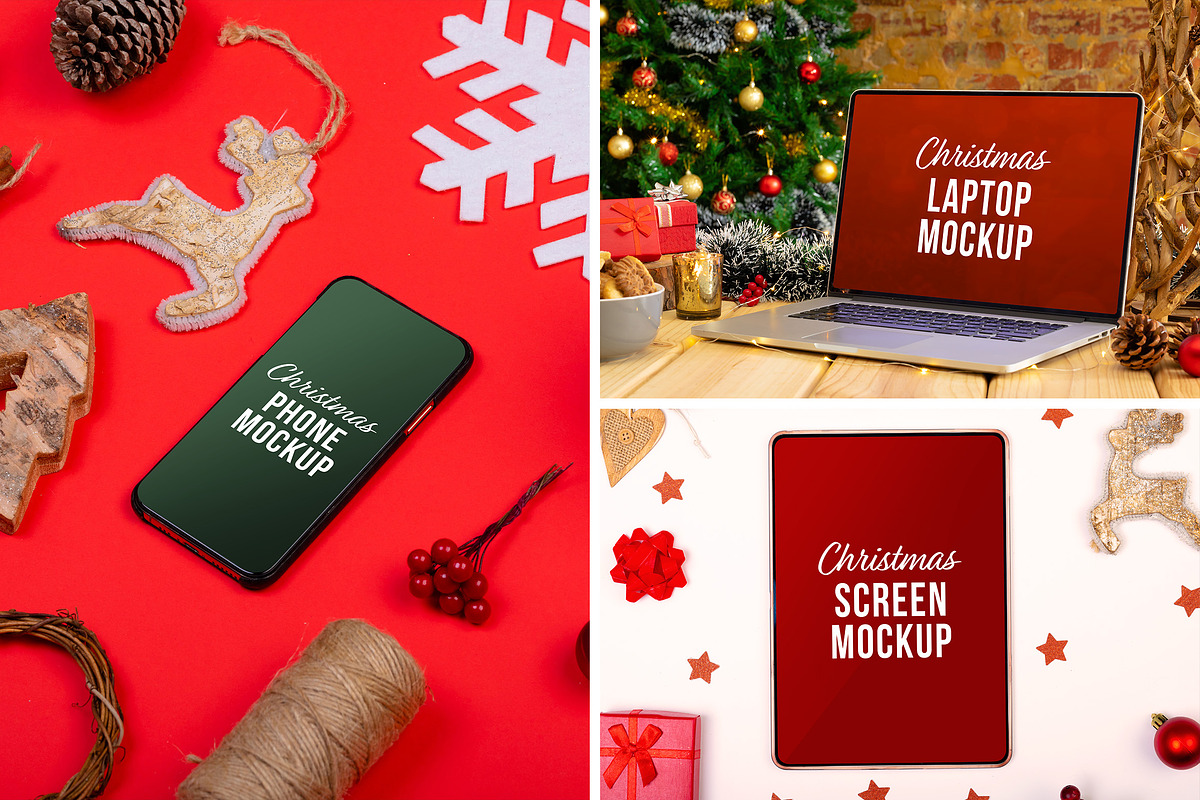 Christmas Device Screen Mockup Set, an iPad Mockup by wavebreak