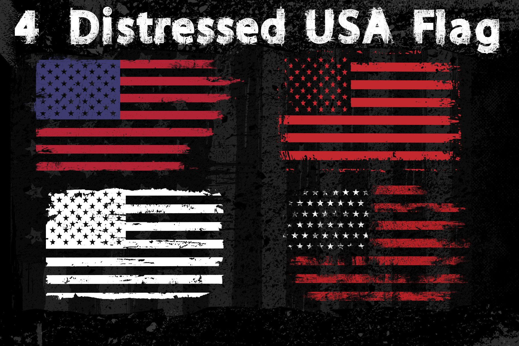 4 Distressed USA Flag, an Illustration by CCONCEPTLAB