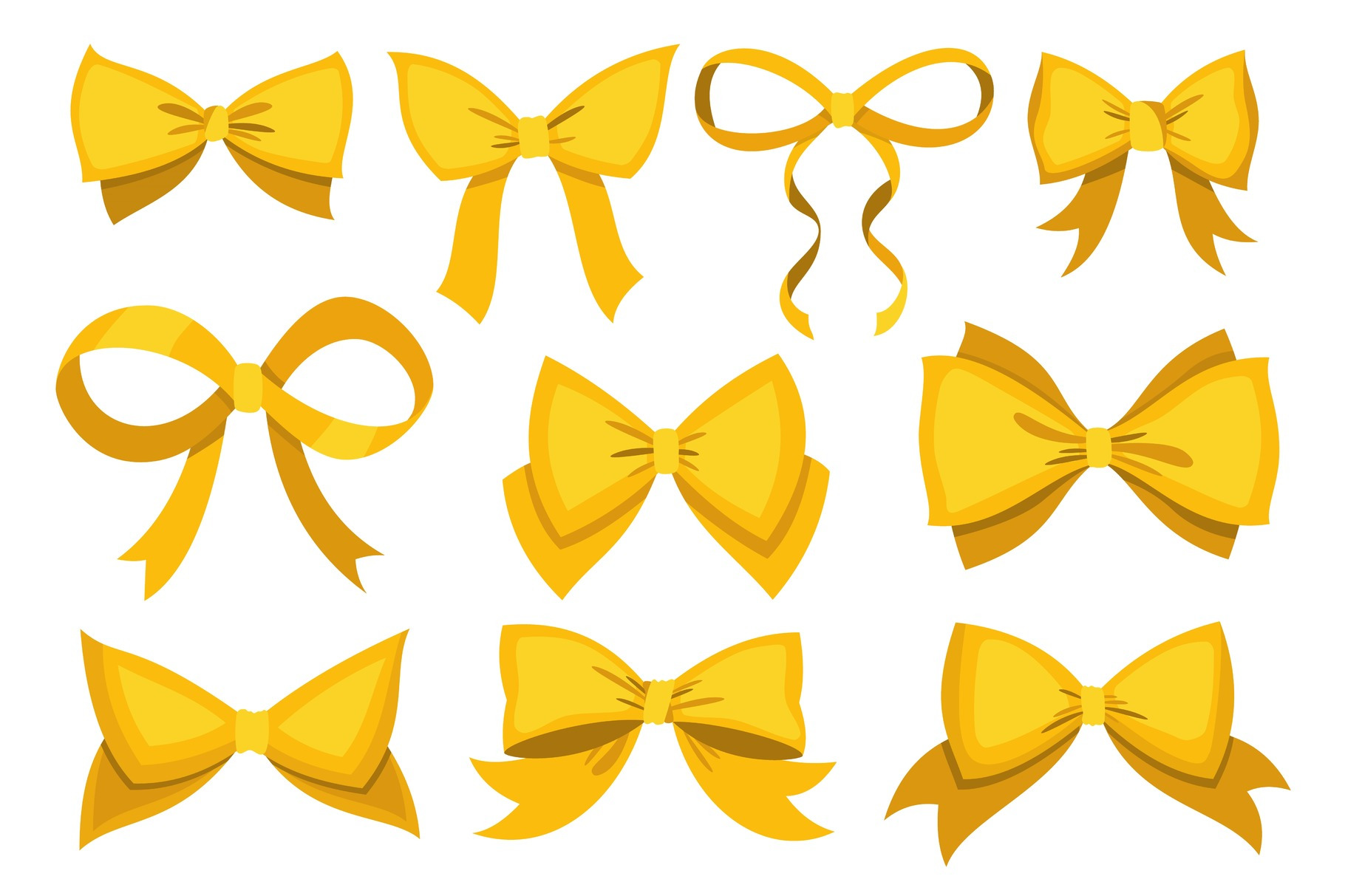 Gold bow set. Cartoon vector yellow, an Object Graphic by the8monkey