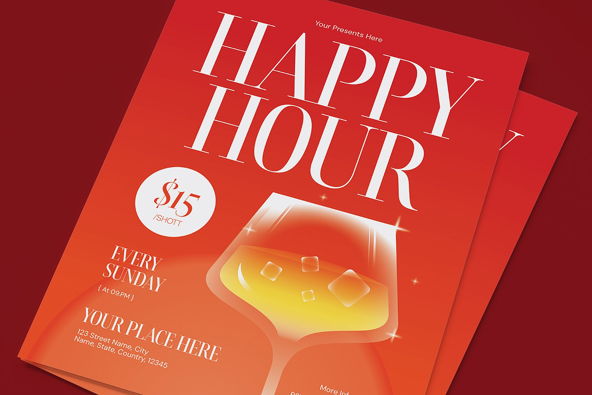 Happy Hour Flyer, a Flyer Template by graphicook