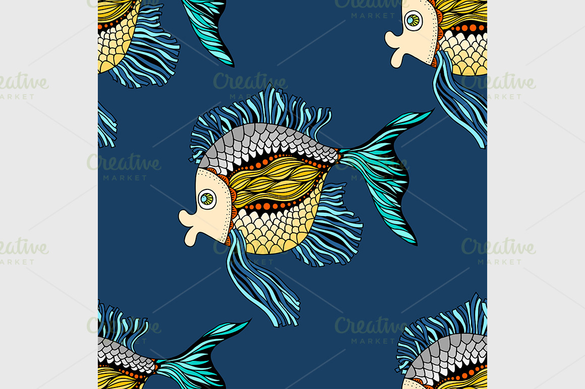 Seamless fish background., a Background Graphic by IllustrationArtShop