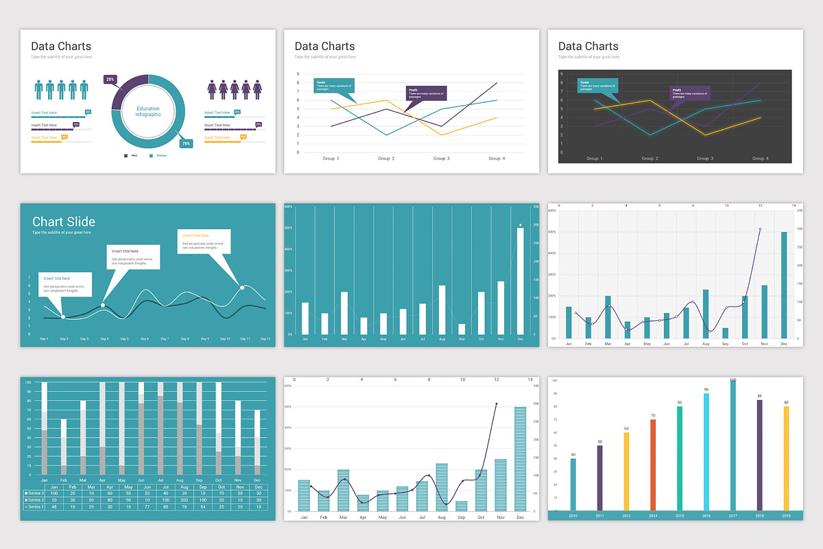 Data Charts PowerPoint Template, a Marketing Template by SlideOne