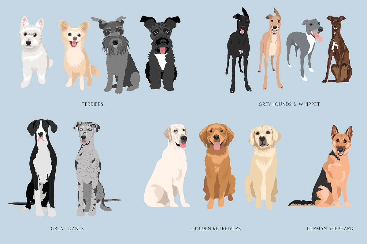 140 Dogs Clip Art Bundle Vector