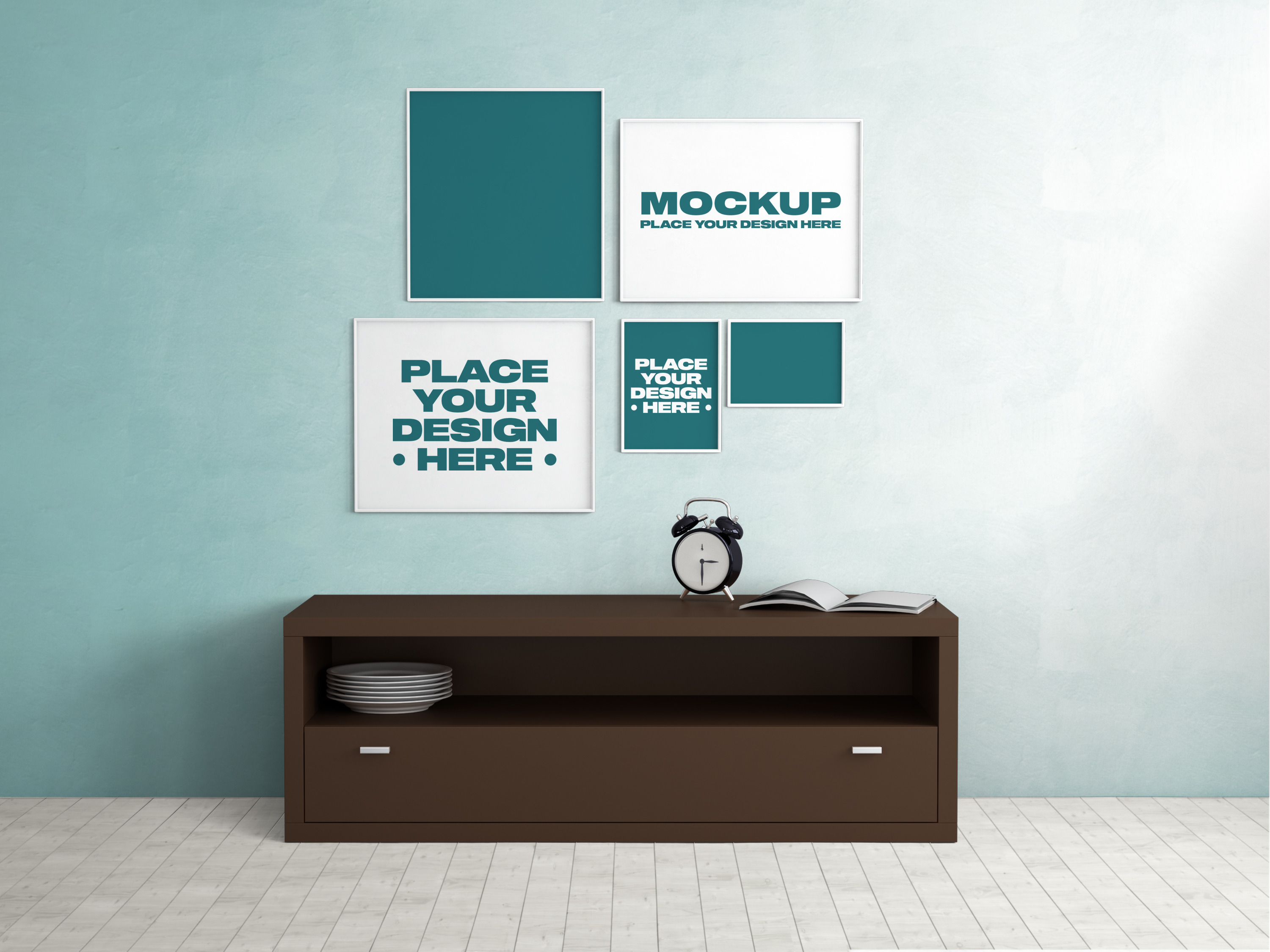 3D interior room with Mock up, a Print Template by Mego-studio