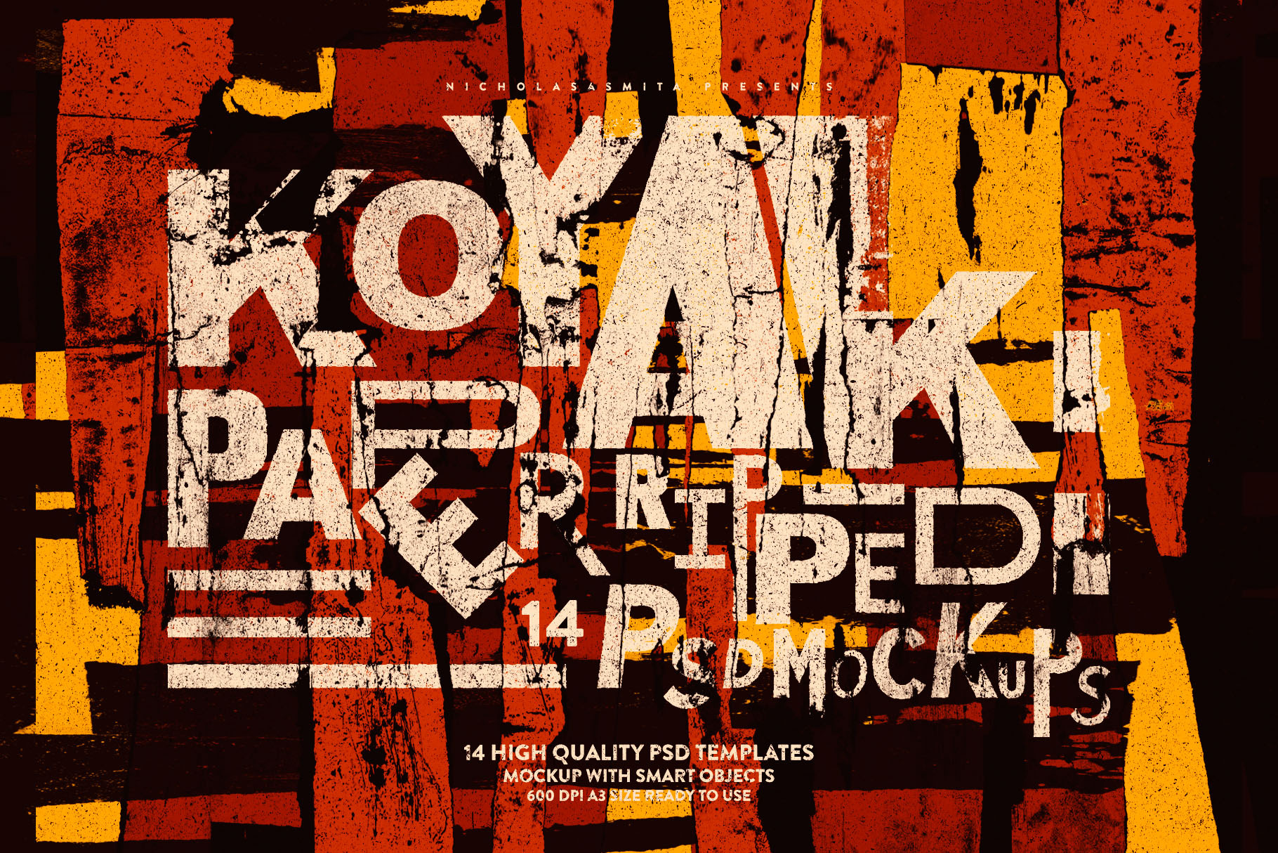 Koyak: 14 PSD Paper Ripped Mockups, a Background Graphic by nicholasasmita