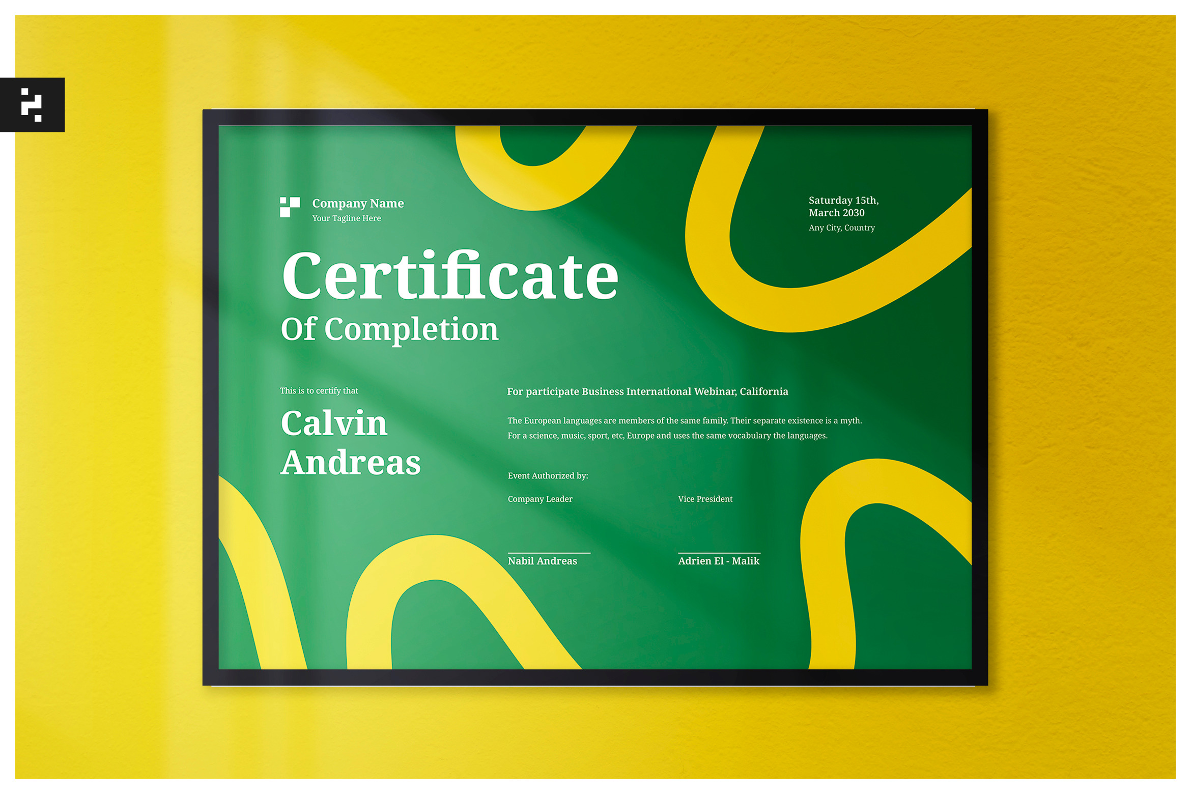 Modern Green Certificate, a Stationery Template by Neermana