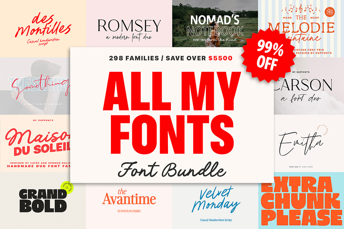 ALL MY FONTS Bundle, a Handwritten Font by supfonts